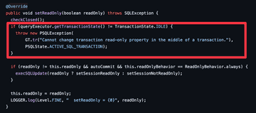 JDBC setReadOnly 호출 이슈 해결기